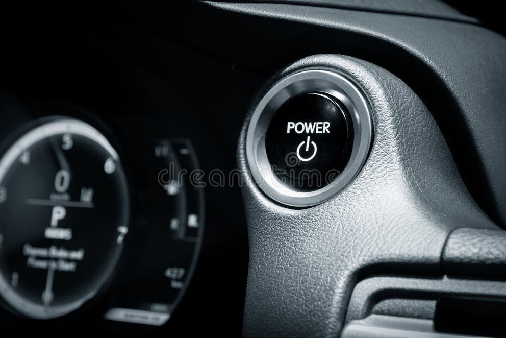 Start Engine Button in a Modern Car Editorial Stock Photo - Image of ...
