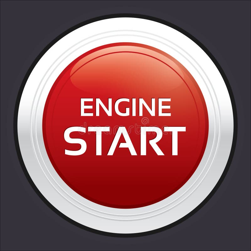 Start Engine Button. Red Round Sticker. Stock Vector - Illustration of ...