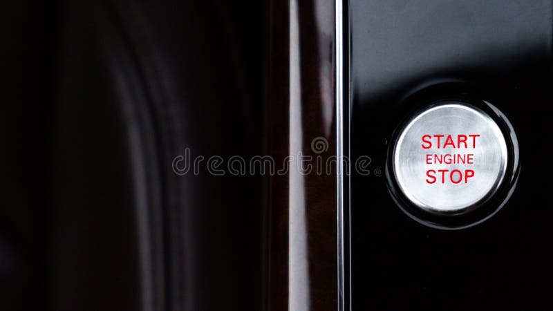Start Engine Stop Button Interior of Modern Luxury Car. Details of ...