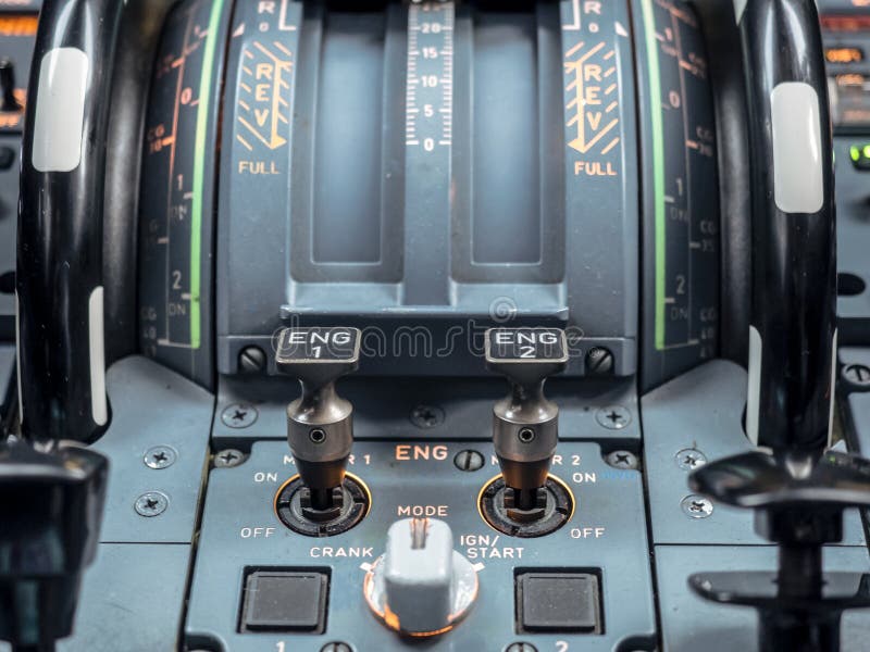 Start Engine Switch of Aircraft Cockpit. Cockpit Console. Center ...