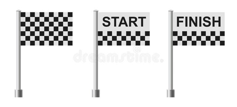 Start and Finish Flags, 3D Checkered Racing Flag Isolated Stock Vector ...