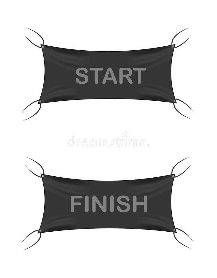 Start and Finish Lines, Black Banners. Vector Illustration Stock Vector ...