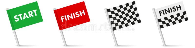 Start and Finish Map Pointer Pin Flags Green and Red Flag. Finish Map ...
