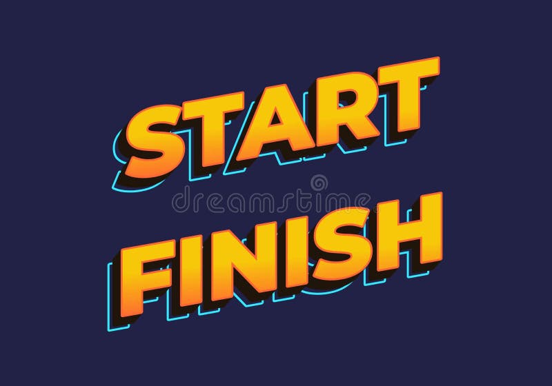Start Finish. Text Effect in 3D Look. Yellow Color Stock Vector ...