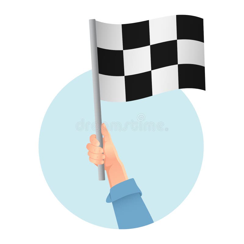 Start flag in hand icon stock illustration. Illustration of line ...