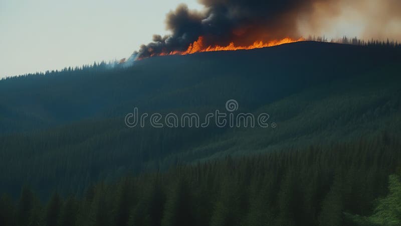 Start of a Forest Fire in Summer on Top of a Mountain Stock ...