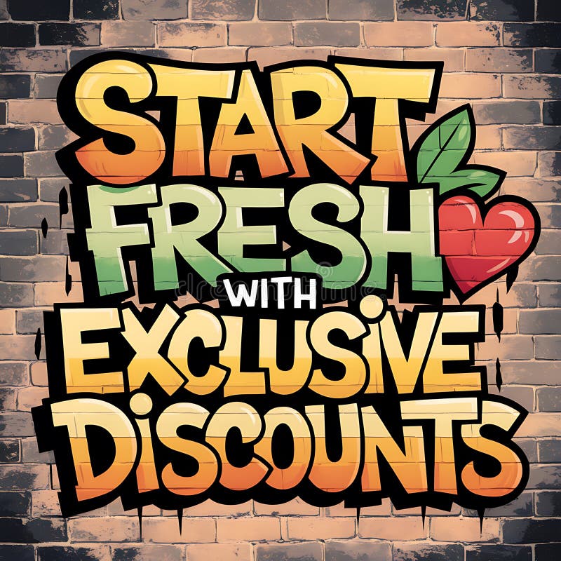 Start Fresh with Exclusive Discounts Graffiti Art Stock Illustration - Illustration of budget ...