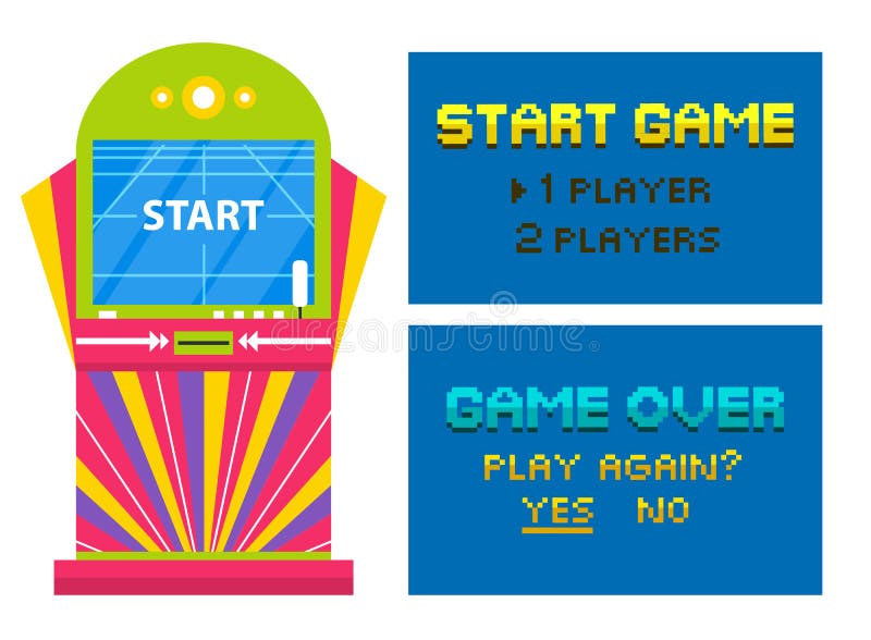 Start Game and End of Playing Pixel Video Vector Stock Vector ...