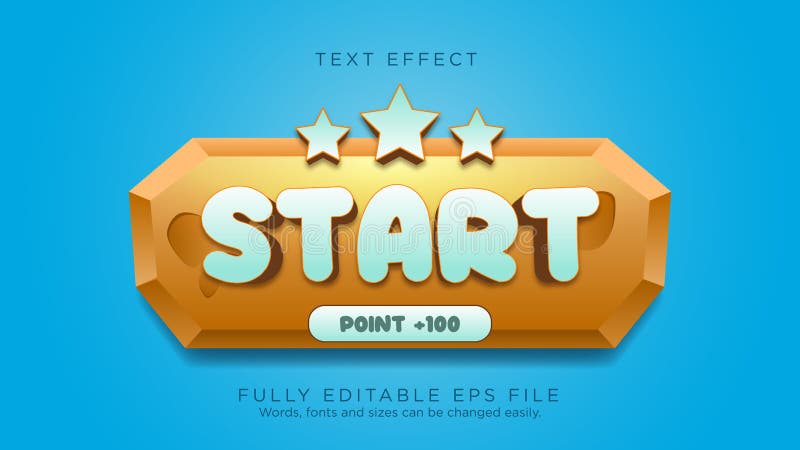 Start Game UI Button Text Effect Font Type Stock Vector - Illustration ...