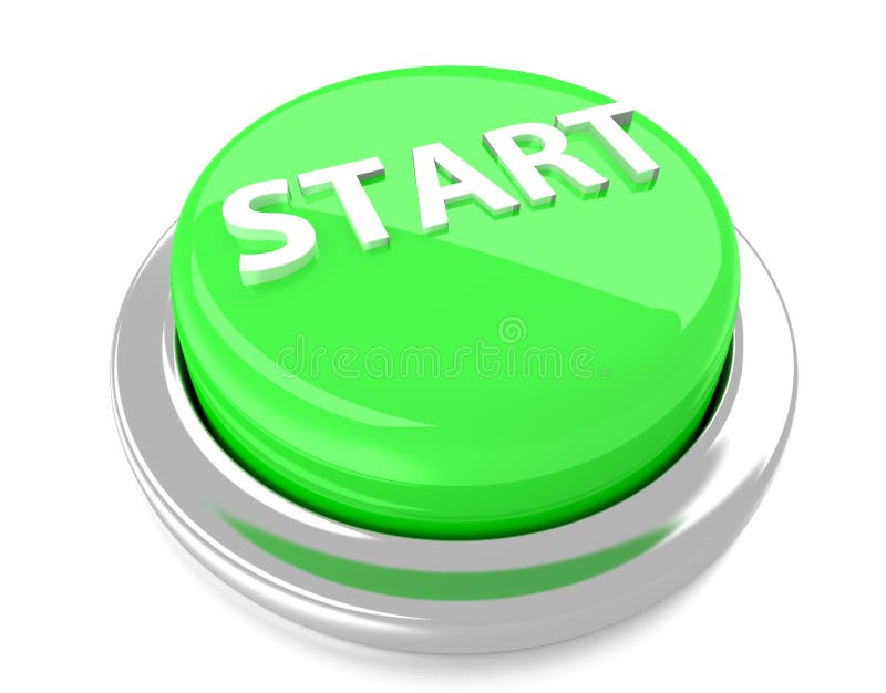 PUSH TO START on Green Push Button. 3d Illustration Stock Illustration ...