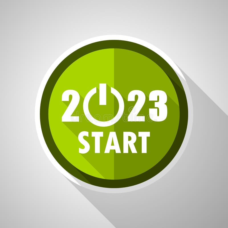 2023 Start Green Vector Icon, Flat Design New Year Symbol Stock Vector ...