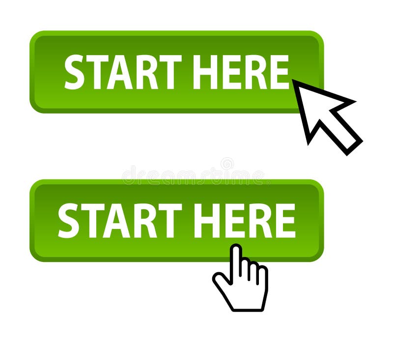 Start here button stock vector. Illustration of design - 217919687