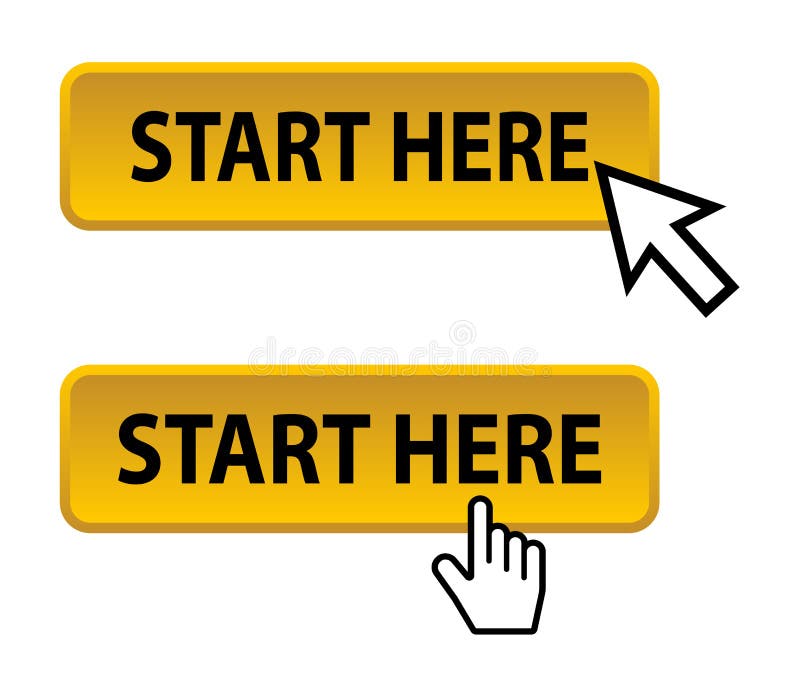 Start Here Button - Colorful Vector Illustration with Mouse Arrow ... Start Here Button - Colorful Vector Illustration with Mouse Arrow ...