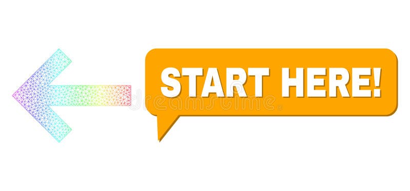 Rainbow Net Gradient Arrow Left Icon and Start Here! Conversation Cloud ...