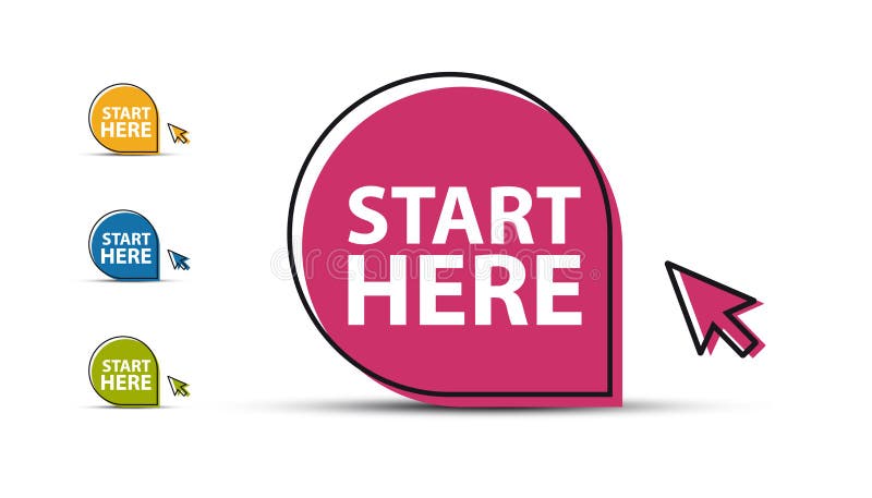 Click Here Button - Colorful Vector Illustration with Mouse Arrow ...