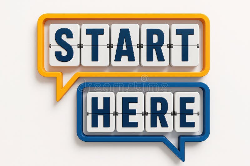 Start Here Message Written on Speech Bubbles Design for New Beginnings ...