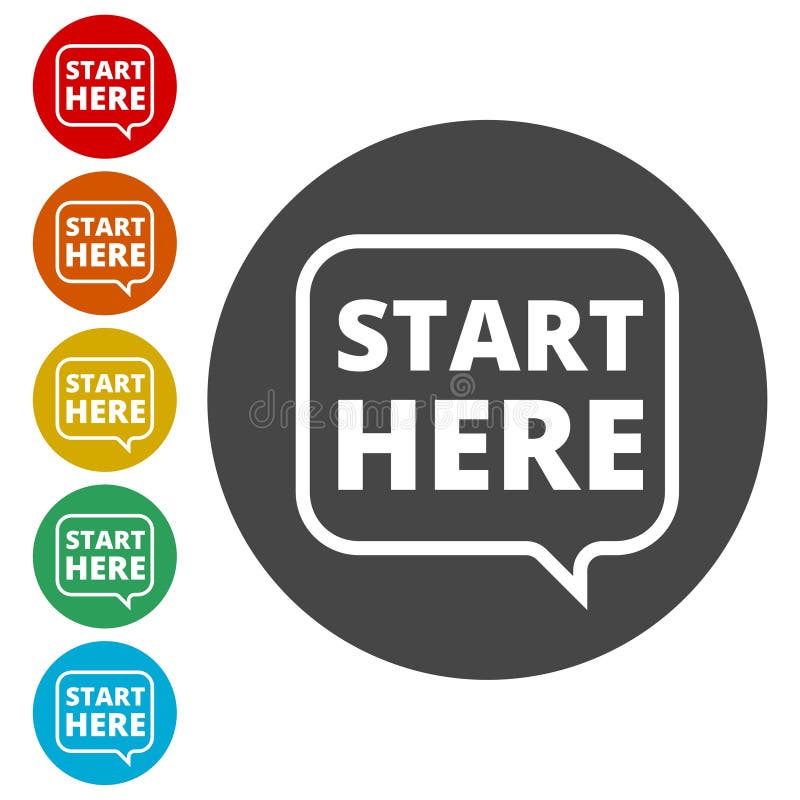 Start Here Sign, Start Here Icon, Start Here Button Stock Illustration ...