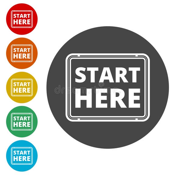 Start Here Sign, Start Here Icon, Start Here Button Stock Vector ...