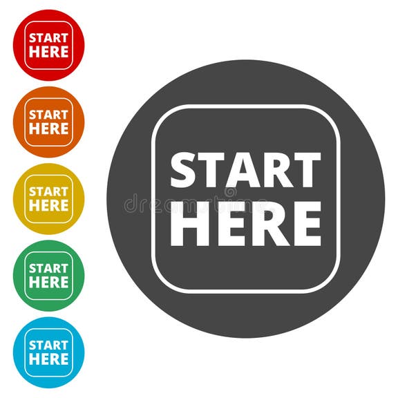 Start Here Sign, Start Here Icon, Start Here Button Stock Vector ...