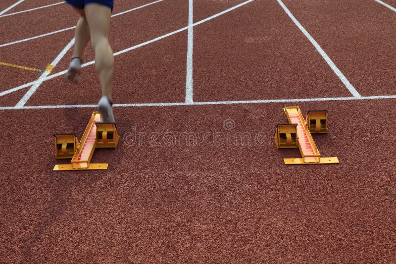 Start of a Hundred Meters Race Stock Image - Image of closeup, ground ...