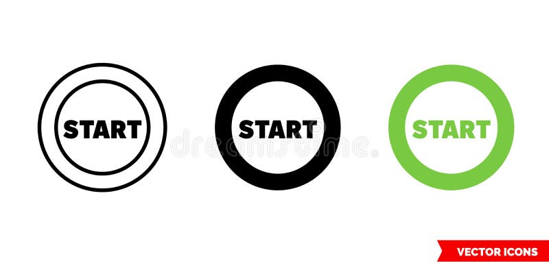 Start Icon of 3 Types Color, Black and White, Outline. Isolated Vector ...