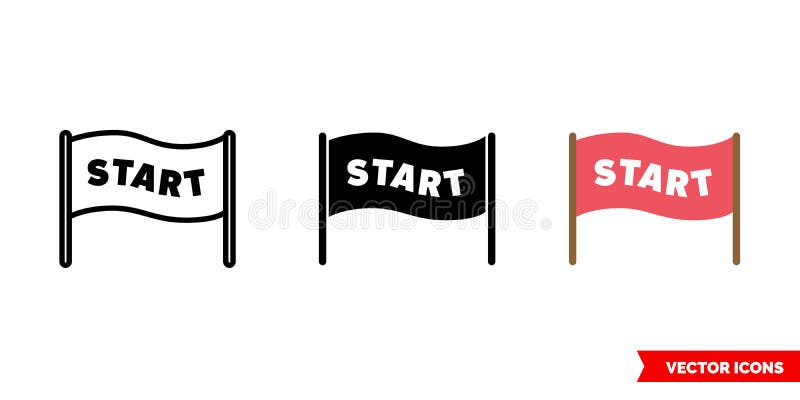 Start Image Icon of 3 Types Color, Black and White, Outline. Isolated ...
