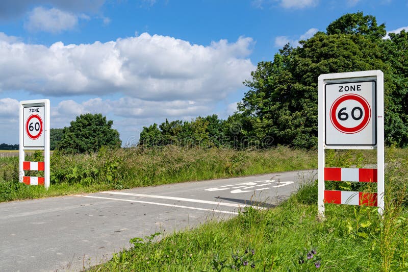 Start of 60 Km H Speed Limit Zone Stock Photo - Image of driving, sixty ...