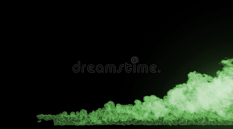 Start of a Large Green Fire Line with a Light Greenish Glow on Black ...