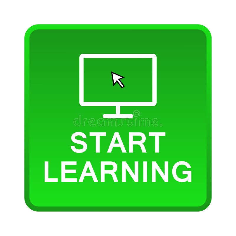 Start learning button stock vector. Illustration of courses - 178506046