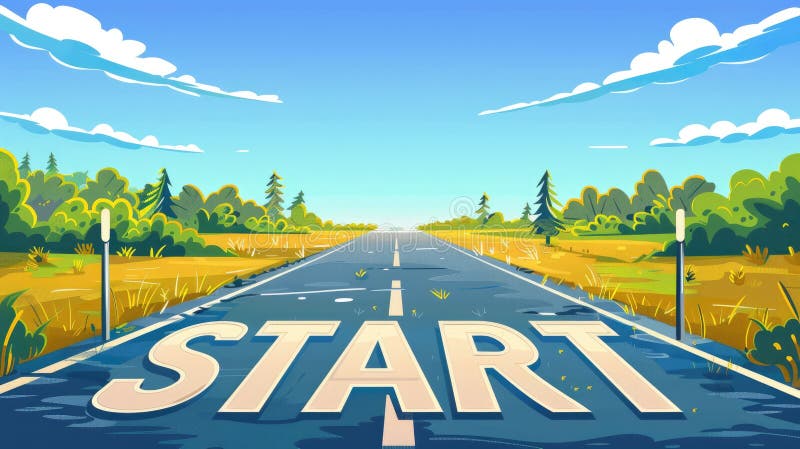 Start Line on the Highway AI Generated Stock Illustration ...