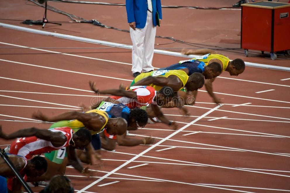 Start of Mens 100-meter Sprint Editorial Photo - Image of race ...