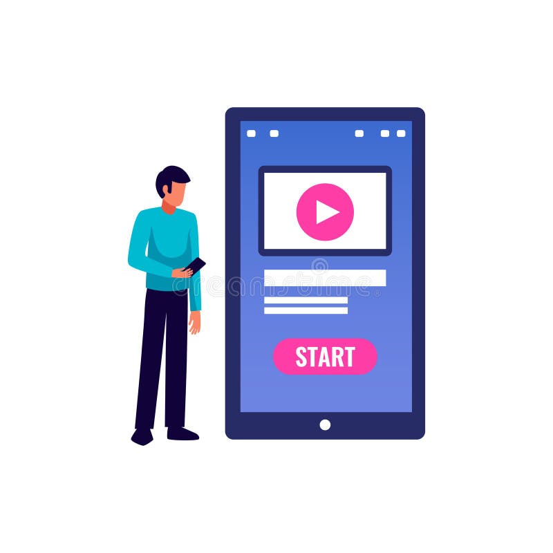 Start Mobile App Composition Stock Vector - Illustration of software ...