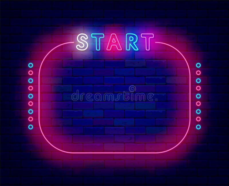 Start Neon Banner with Space for Text. Performance Opening, Night Show ...