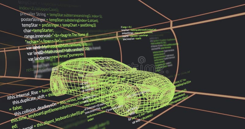 On Start, Neon Green Wireframe Car Centering while Code Scrolling and ...