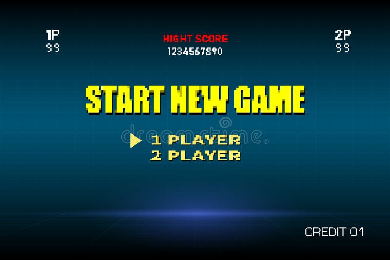 START NEW GAME. Pixel Art 8 Bit Game Retro Video Game Stock Photo ...