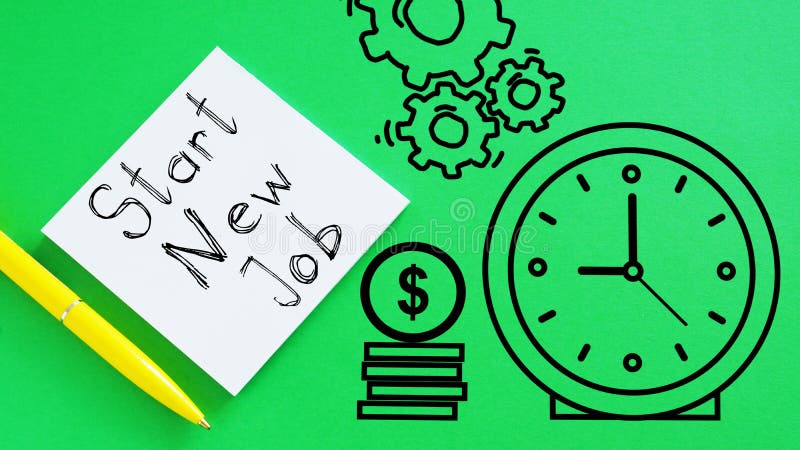 Start New Job is Shown Using the Text Stock Image - Image of economy ...
