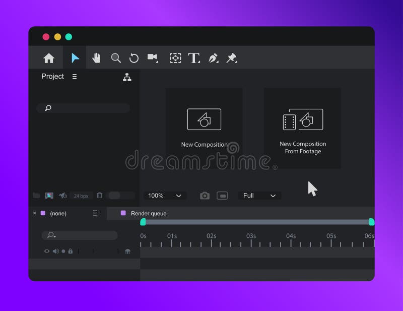 Program Interface for Motion Designer. Working with Video and Animation. App for Designers Stock ...