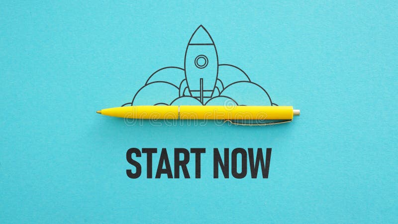 Start Now is Shown Using the Text and Picture of the Rocket Launch ...