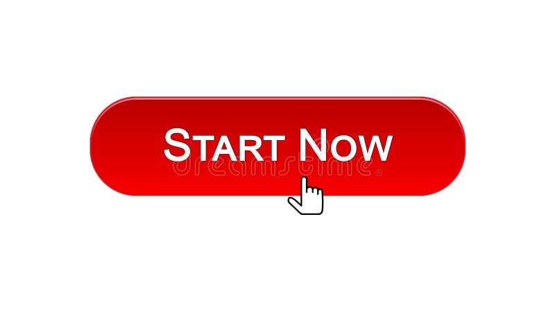 Start Now Web Interface Button Clicked with Mouse Cursor, Red Color, Business Stock Illustration ...