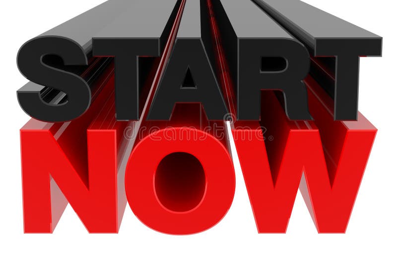 START NOW Word on White Background 3d Rendering Stock Illustration ...