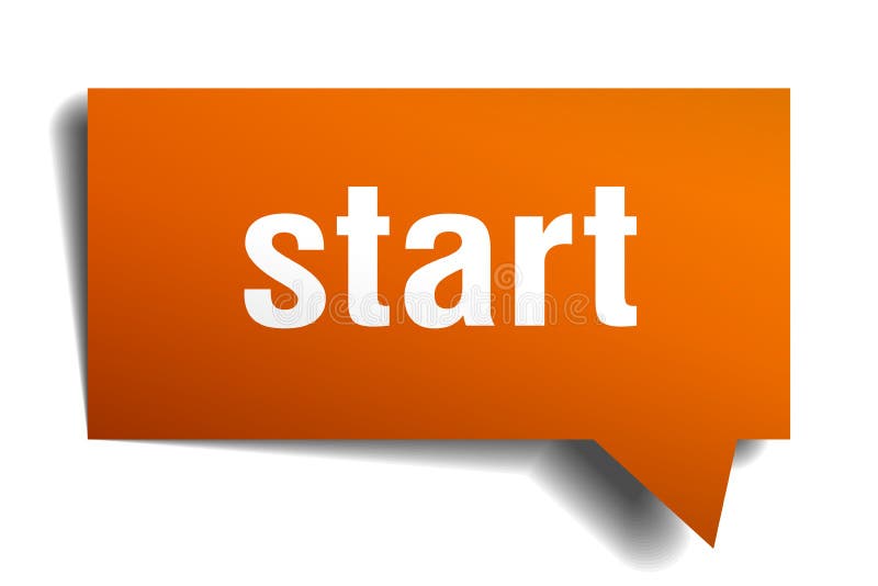 Start Orange 3d Speech Bubble Stock Vector - Illustration of start ...