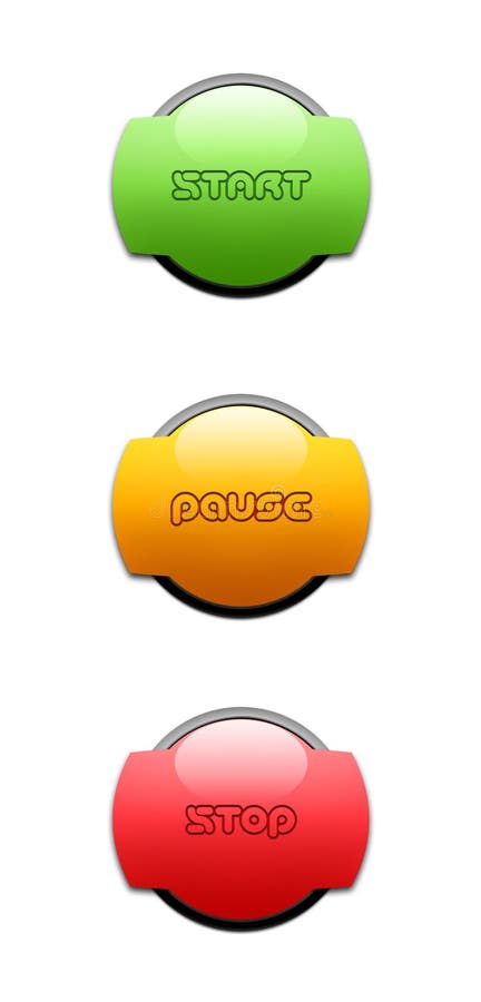 Start, Pause, Stop, Button stock illustration. Illustration of ...