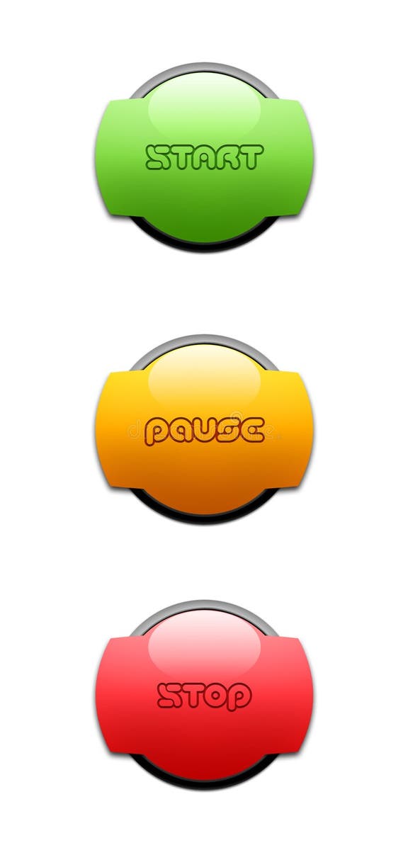 Start, Pause, Stop, Button stock illustration. Illustration of ...
