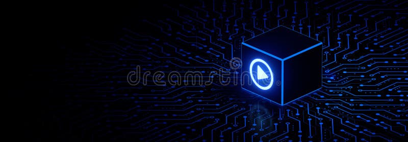 Start Play Video Digital Icon on a Cube Stock Image - Image of movie ...