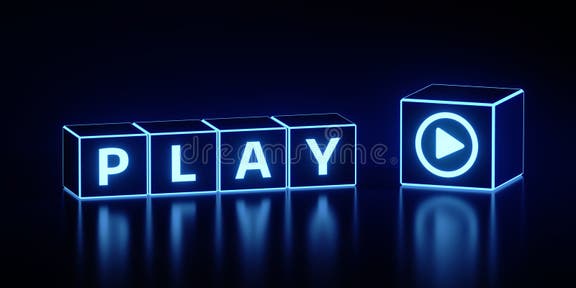 Start Play Video Digital Icon on a Cube Stock Illustration ...