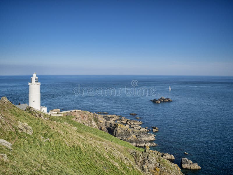 Start Point Lighthouse Devon UK Stock Image - Image of coast, spring ...