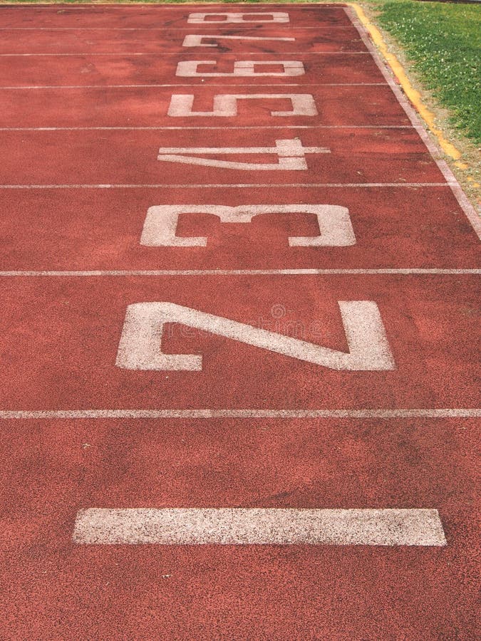 Start Point of Race Track with Number 1-8 Stock Photo - Image of second ...