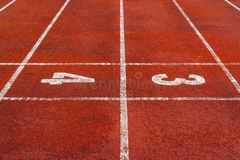 Start Points with Numbers 3 and 4 on Running Track Stock Photo - Image ...