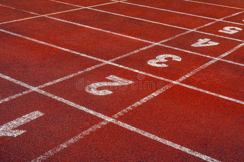 The Number 4 at Start Point of Running Track or Athlete Track in ...