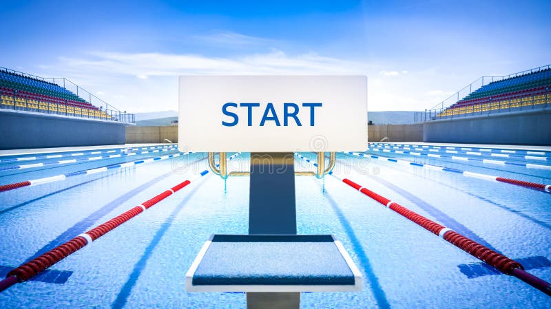 Start Position in Competition Swimming Pool Stock Image - Image of ...
